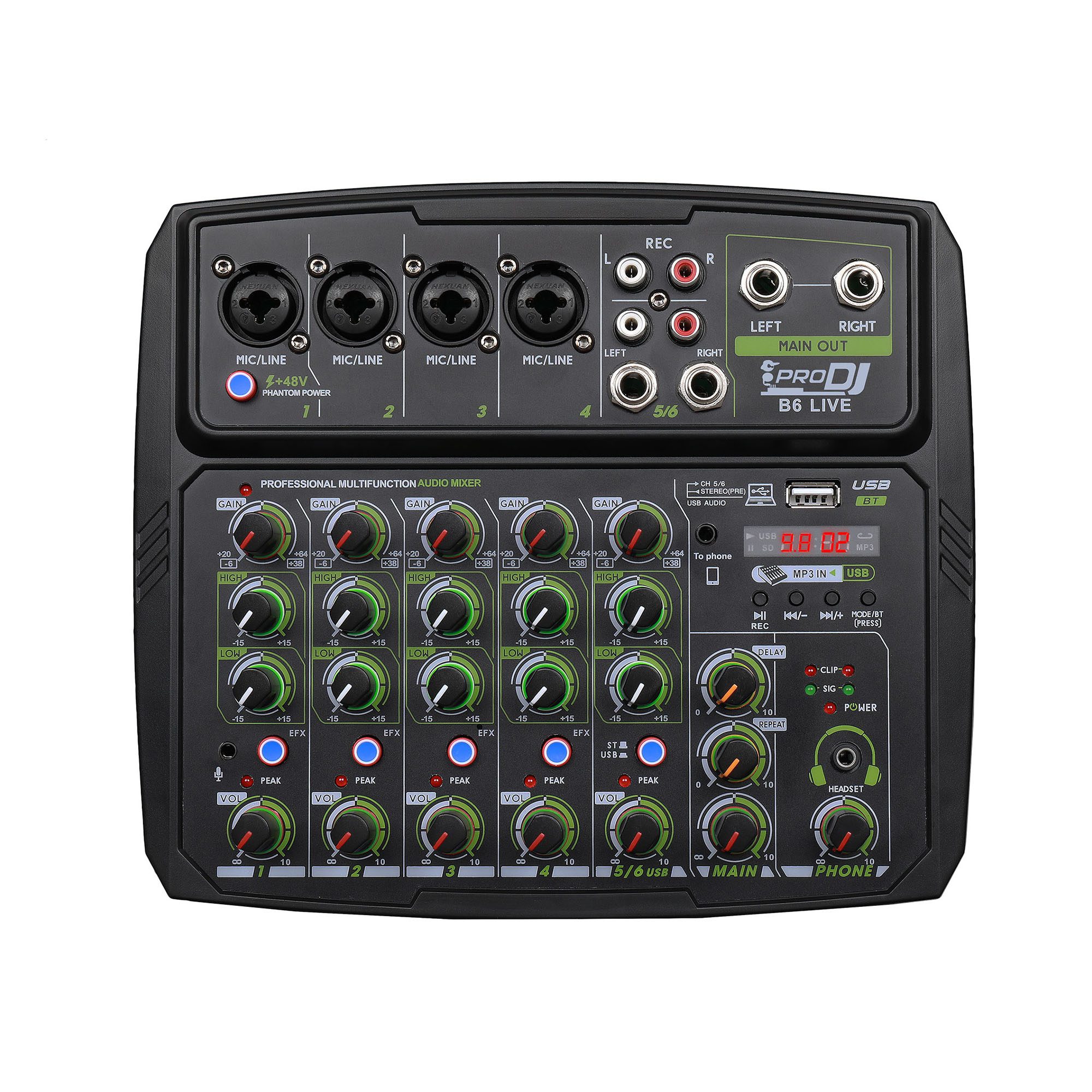 Mezclador B6L PRO DJ análogo USB/BT